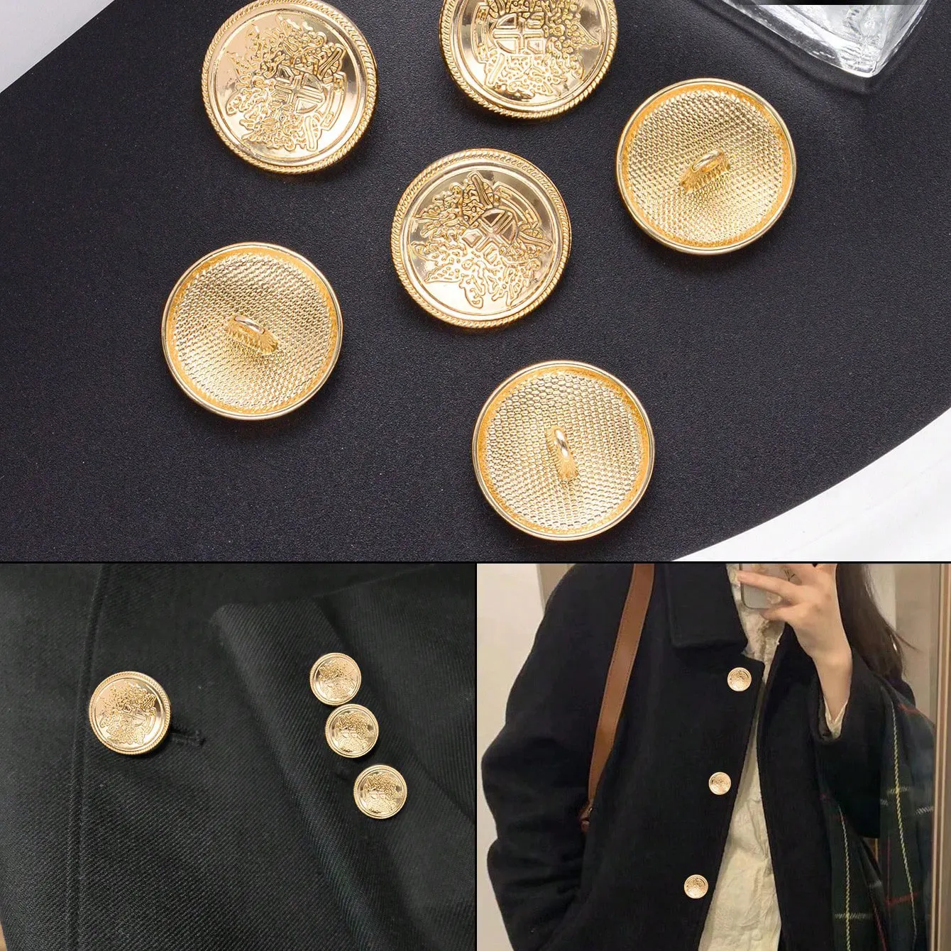 15pcs Metal Buttons Crown Pattern Vintage British College Style Suits ...