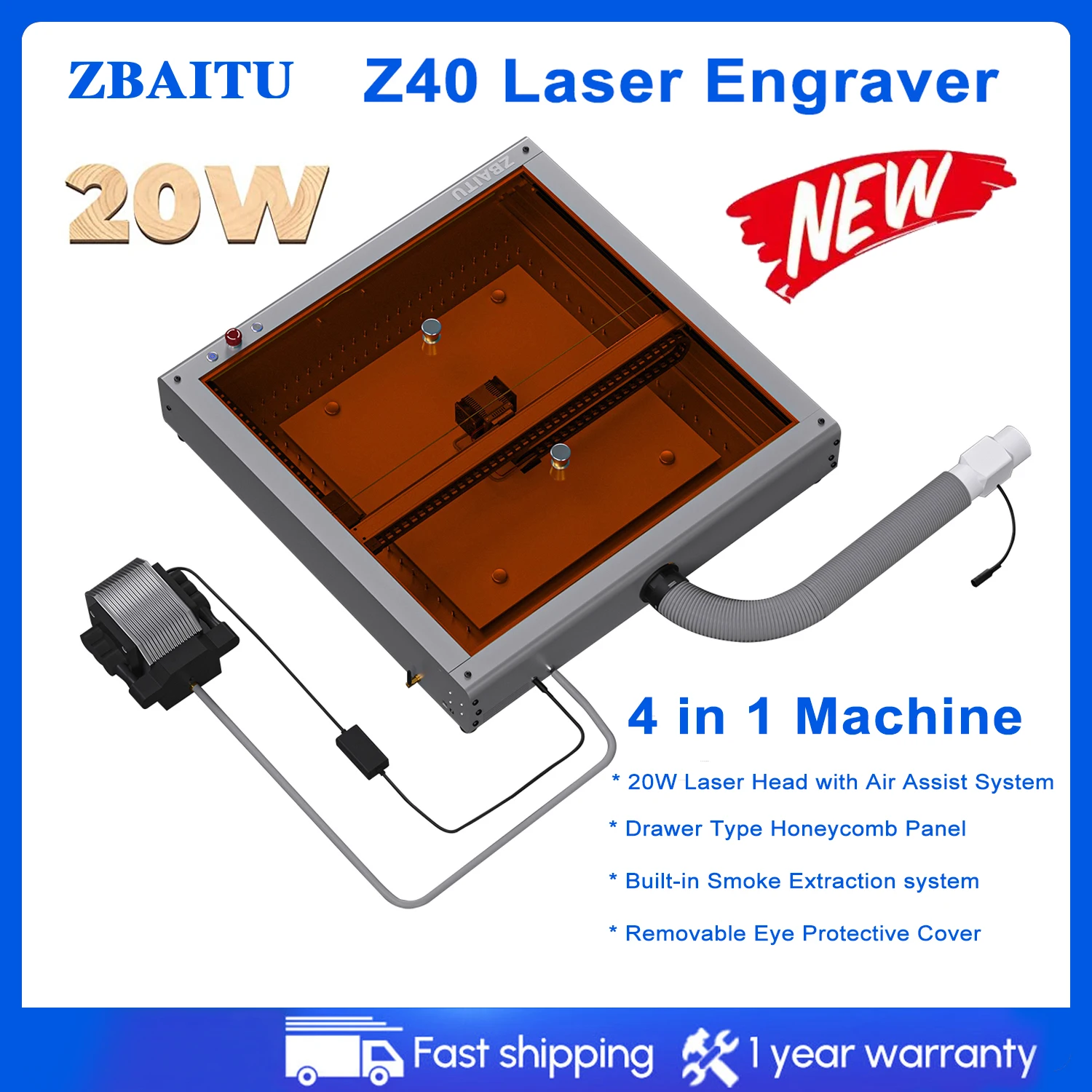 ZBAITU-4in1-Z40-20W-Laser-Engraver-CNC-Cutter-3D-Metal-Wood-Router ...