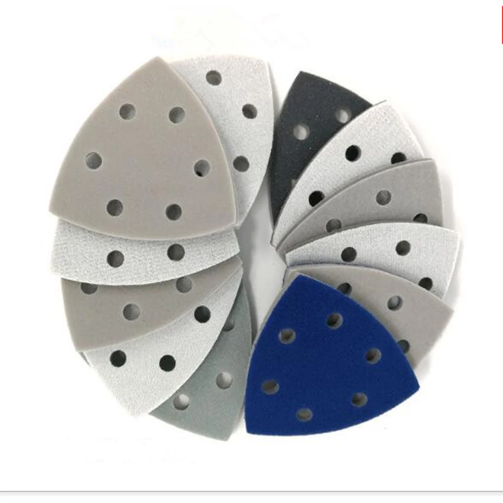6 Hole Triangle Wet/Dry Flocking Sponge Sanding Disc Sandpaper 90*90 ...