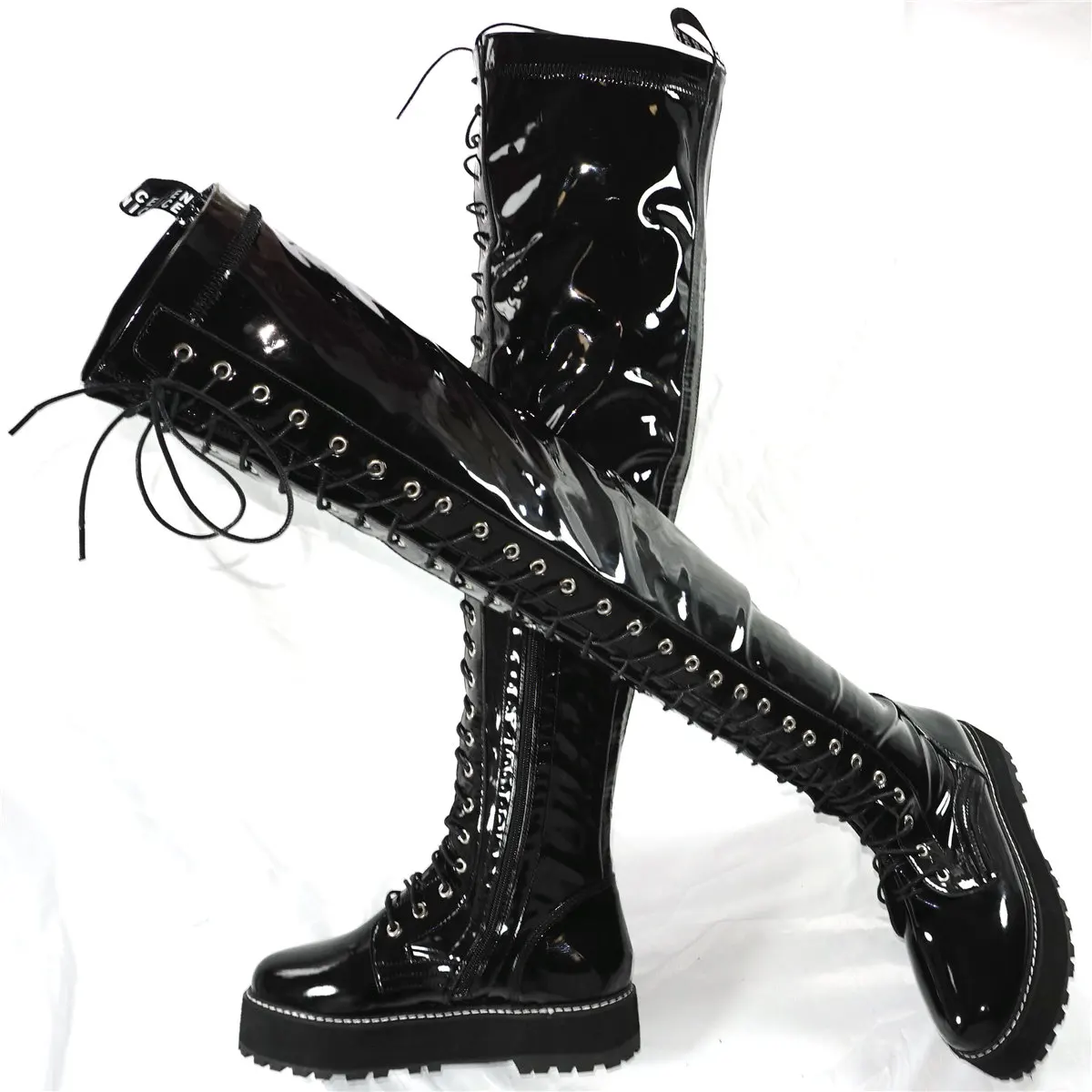 Winter-Warm-Platform-Pumps-Women-Lace-Up-Over-The-Knee-High-Snow-Boots ...