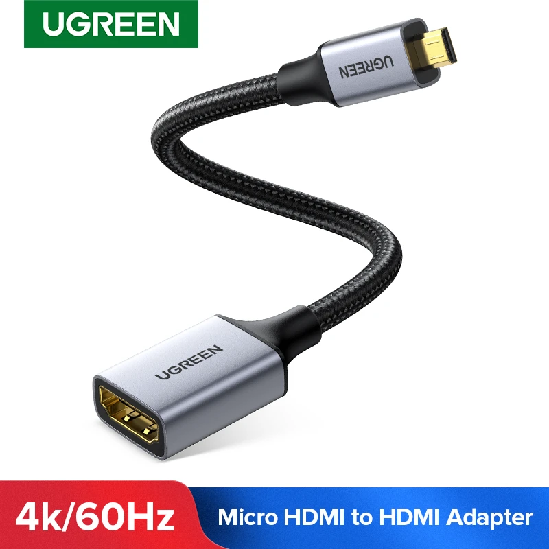 UGREEN Micro HDMI to HDMI Adapter 4K/60Hz 3D Micro HDMI to HDMI for GoPro Hero 7 Raspberry Pi 4 ...
