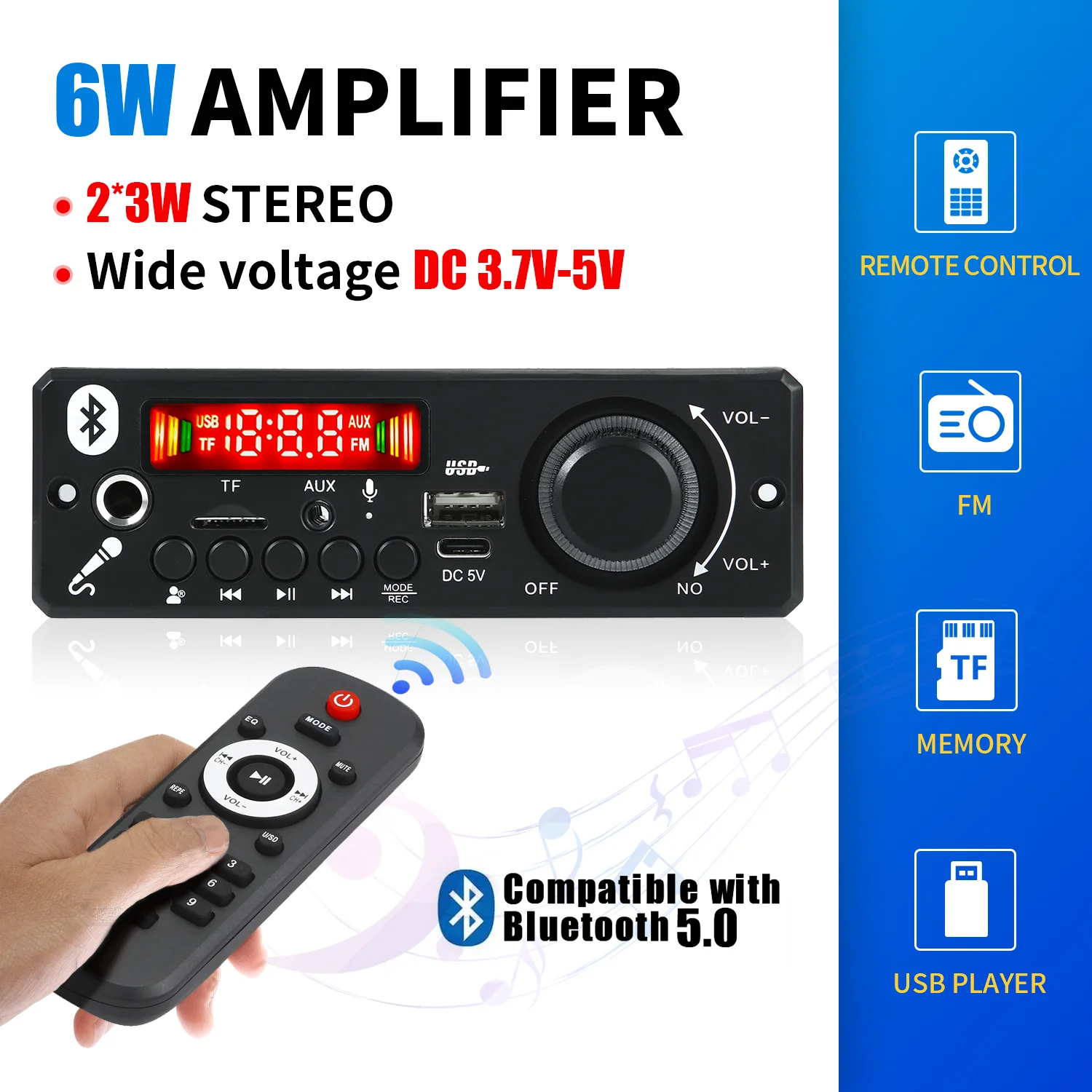 Bluetooth-5-0-6W-Amplifier-MP3-Decoder-Board-Wireless-Music-Player-5V ...
