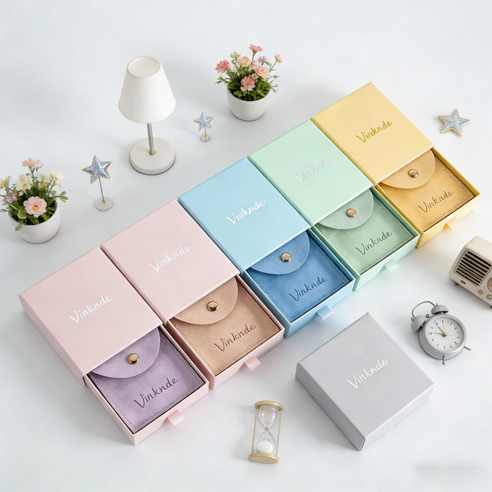 24Pcs 7x7x2.5cm Small Pink Drawer Boxes Personalised Logo Jewellery ...