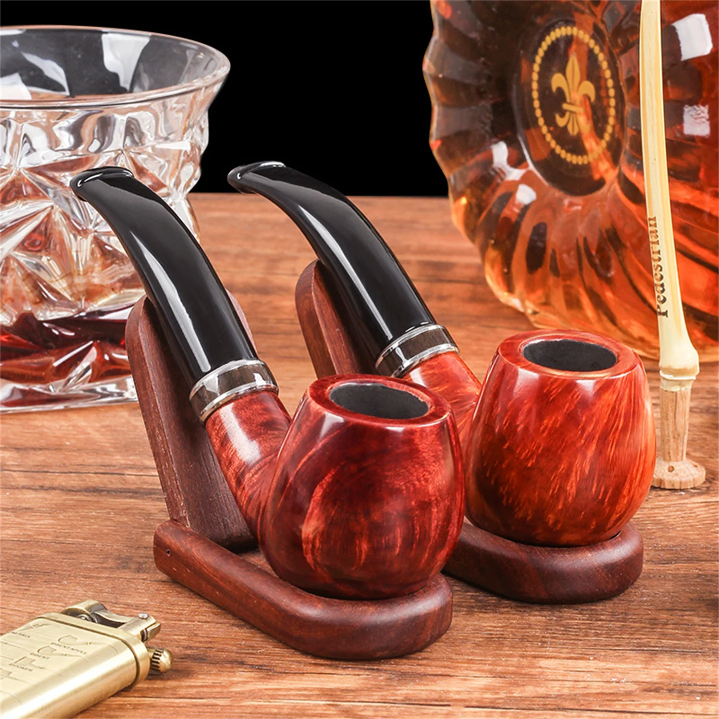P-Shaped-Briar-Wood-9mm-Filter-Cut-Tobacco-Pipe-Retro-Gentleman-Bent ...