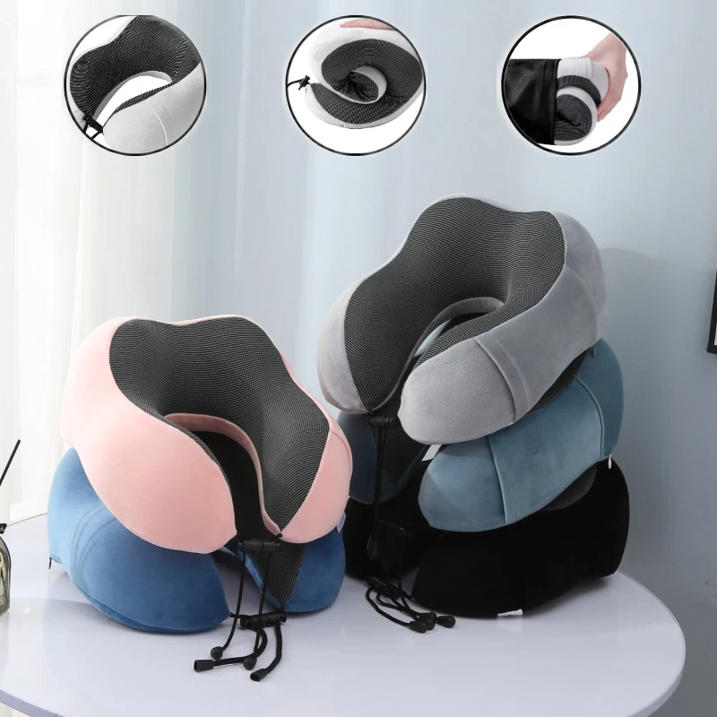 U Shaped Memory Foam Neck Pillows Soft Travel Pillow Massage Neck ...