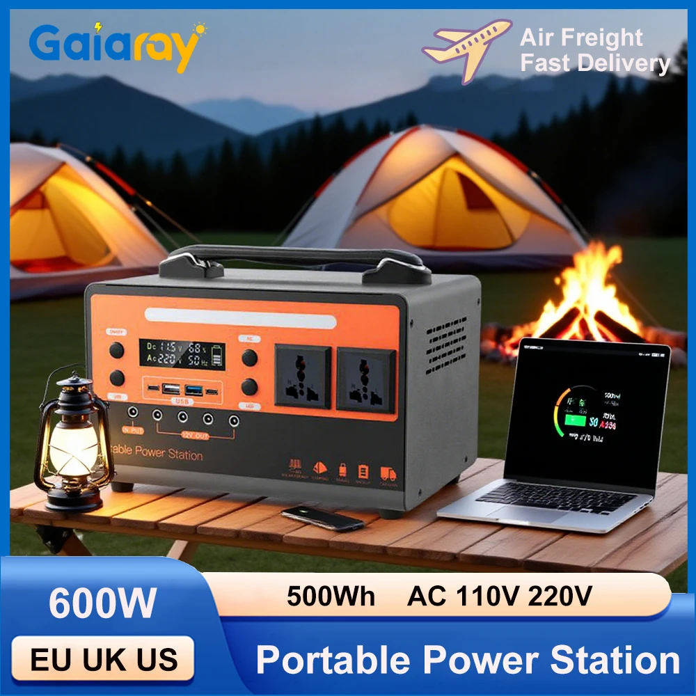 Gaiaray 600W 500Wh Portable Power Station AC 110V 220V Solar Generator ...