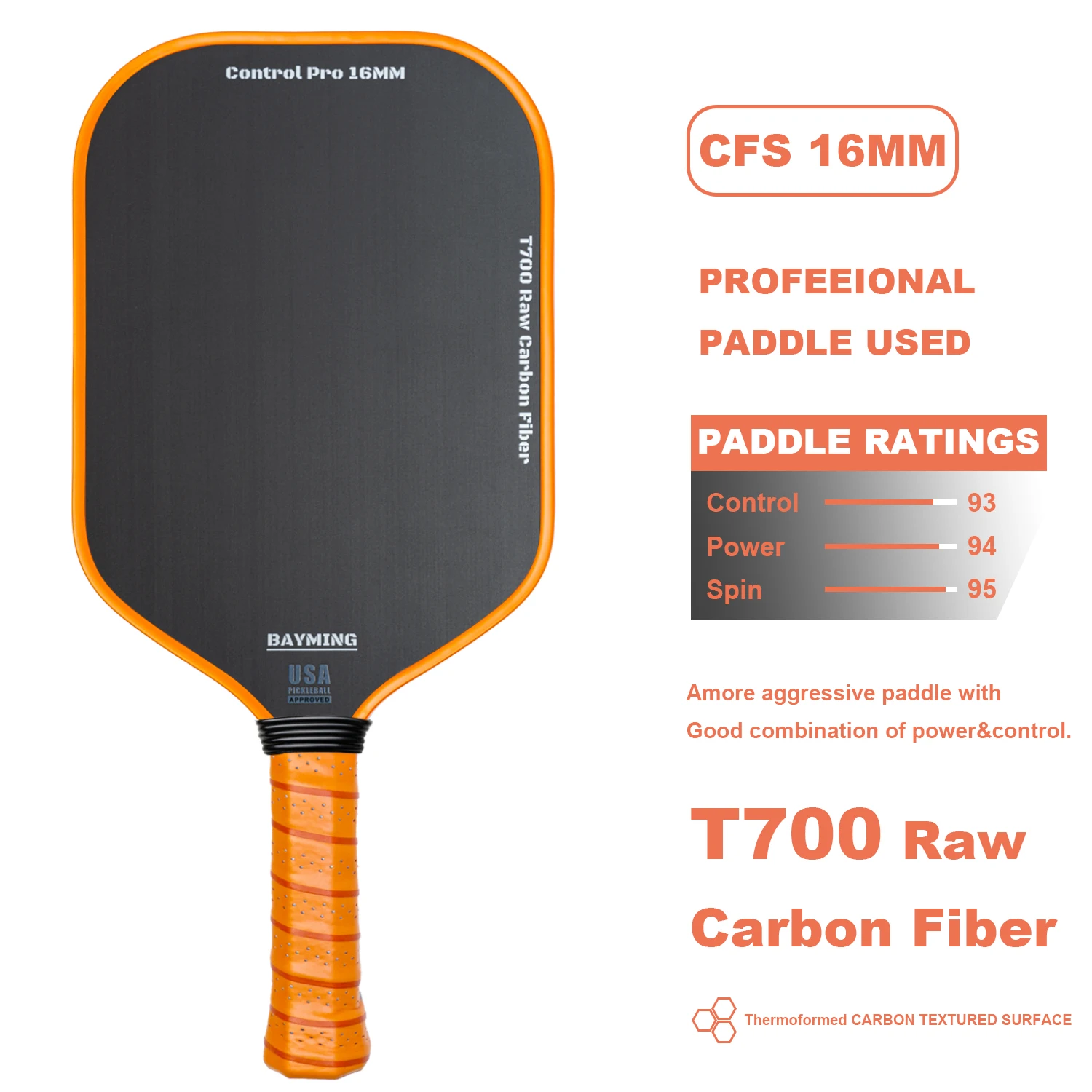 Toray-T700-Raw-Carbon-Fiber-Pickleball-Paddle-Thermoformed-Textured ...