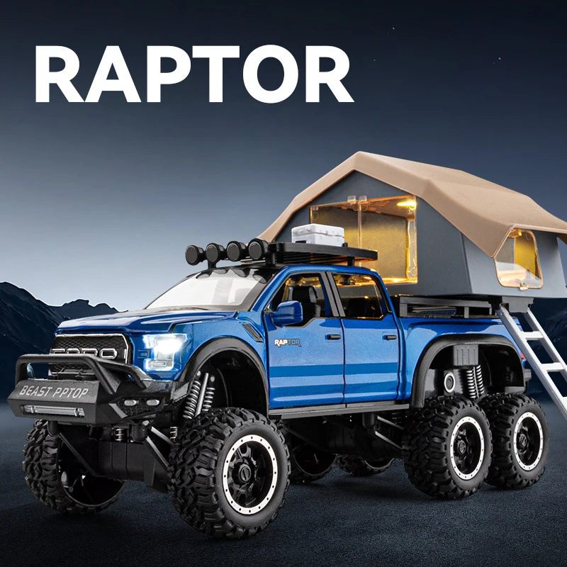 1-28-Ford-F150-Raptor-RV-With-Tent-Alloy-Model-Car-Toy-Diecasts-Metal ...