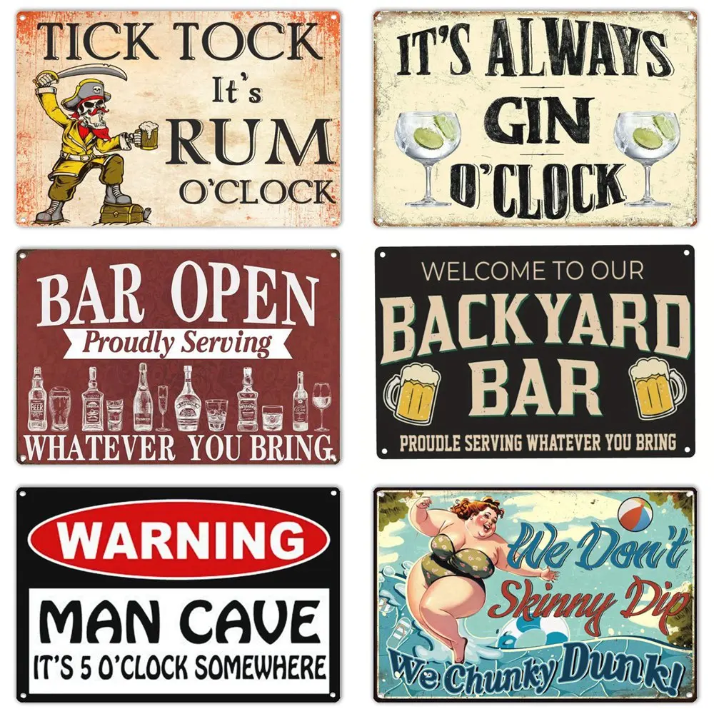 Welcome-To-Our-Patio-Metal-Sign-Gin-Rum-O-Clock-Art-Poster-Bar-Open-Tin ...