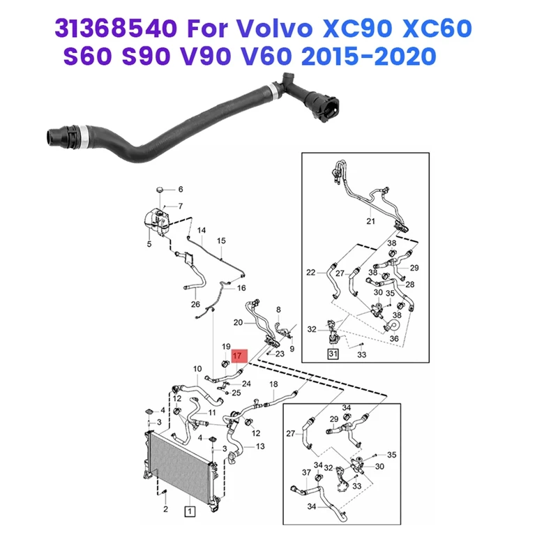 Linha-de-mangueiras-de-refrigera-o-do-radiador-do-carro-31368540-Volvo ...