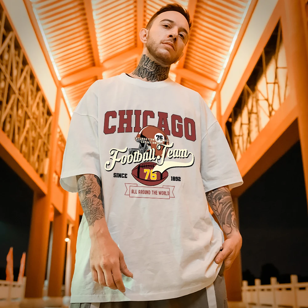 Chicago-Football-Team-76-Printed-Mens-Tee-Clothing-Personality-Vintage ...
