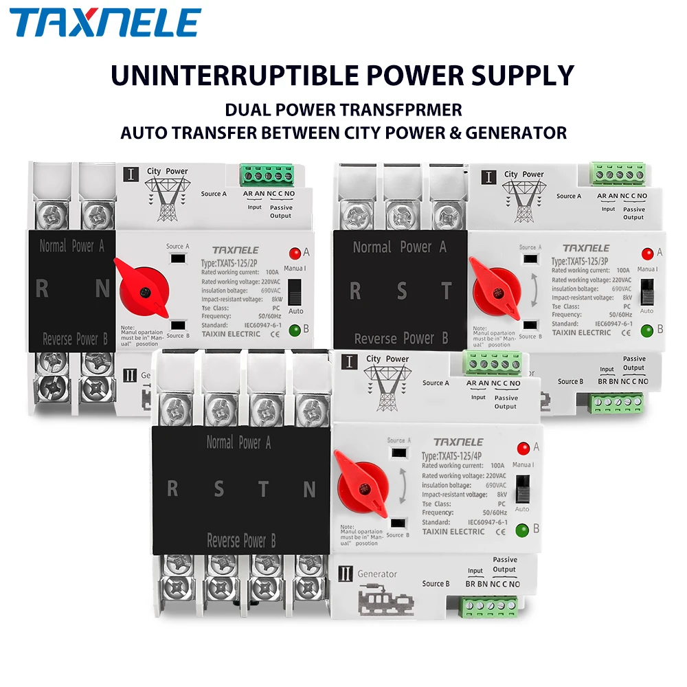 Riel-Din-2P-3P-4P-ATS-Doble-potencia-interruptor-de-transferencia-autom-tica-interruptores ...