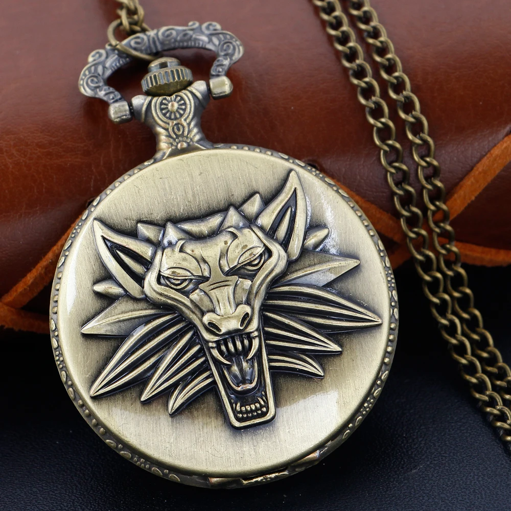 Bronze-Antique-Western-Werewolf-Embossed-Quartz-Pocket-Watch-Vintage ...