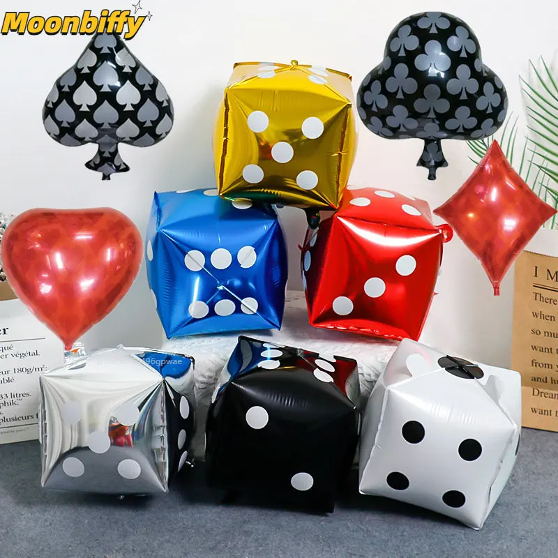 12inch Dice Balloon Cube Dice Aluminum Foil Balloosn Casino Balloons ...