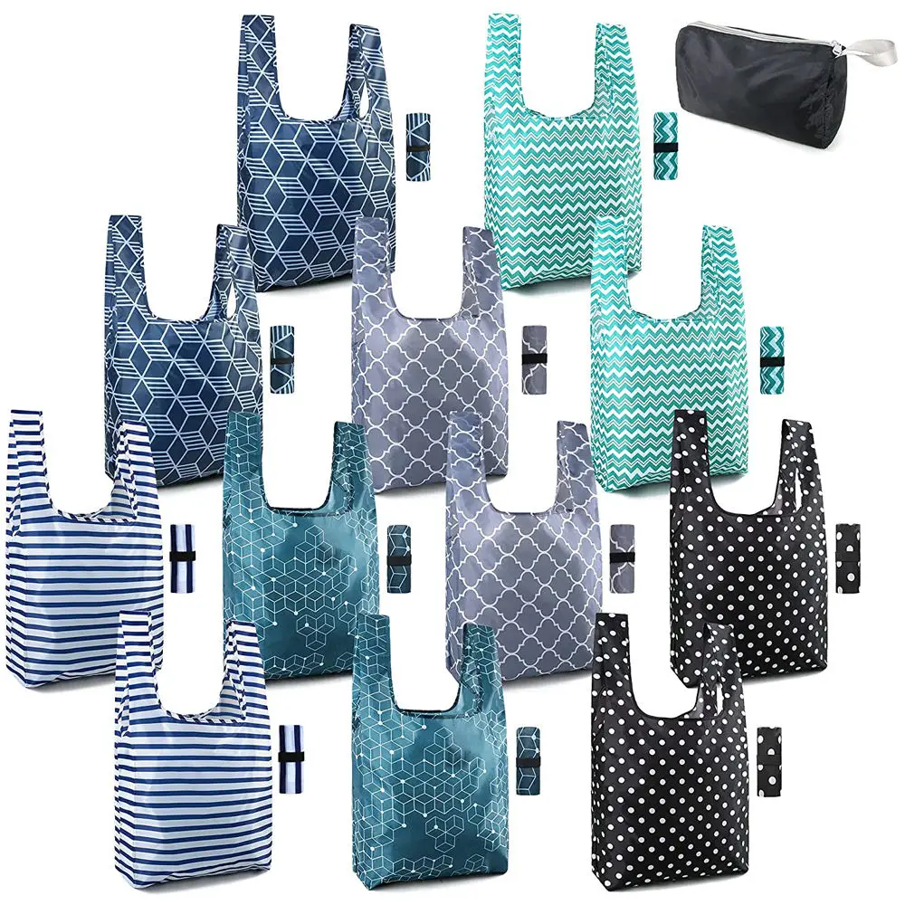 Custom-Eco-Friendly-Ripstop-Foldable-Nylon-Shopping-Tote-Bag-Reusable-Folding-Polyester-Grocery ...