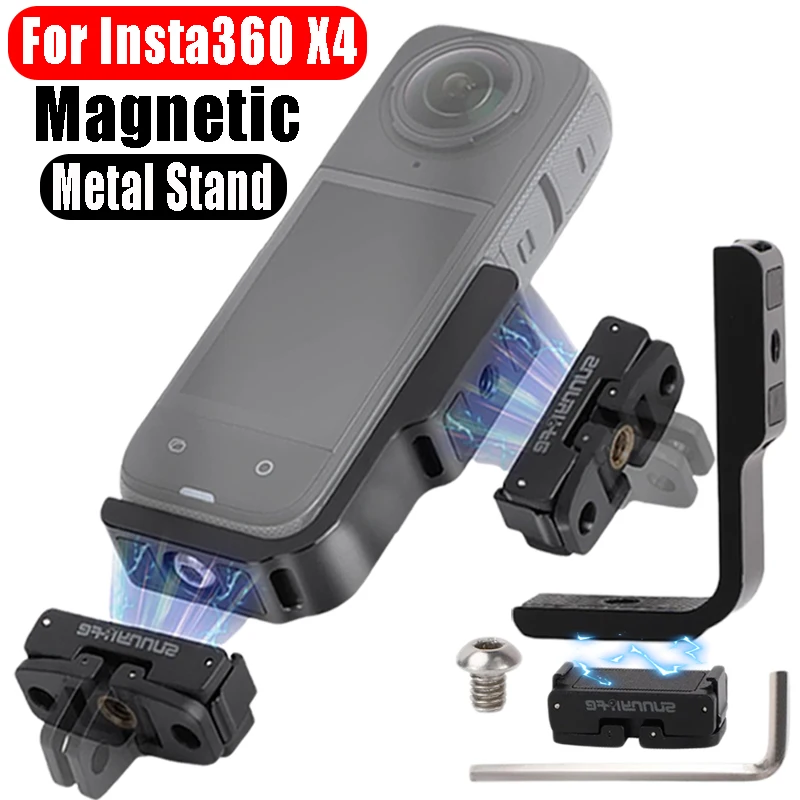 Black-Set-For-Insta360-X4-Magnetic-Metal-Horizontal-L-shaped-Bracket ...
