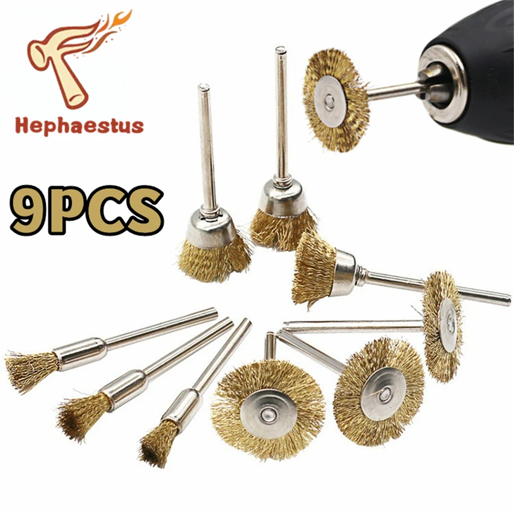 Steel-Wire-Brass-Mini-Brush-Rotary-Tool-for-Dremel-Drill-Polishing ...