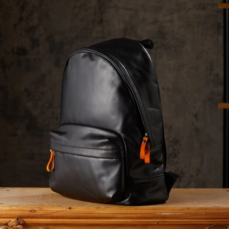 High Quality Luxury Black Backpack For Men Women Real Leather Travel ...