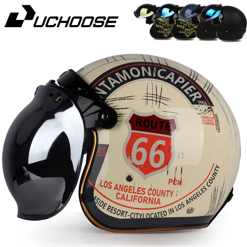 Capacete vintage UCHOOSE 3/4, clássico retrô, capacetes de moto ...