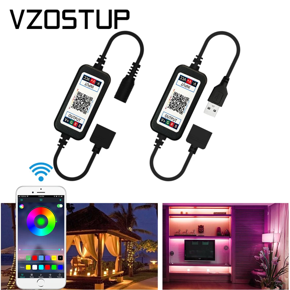 LED Strip Light RGB Controller Wireless Bluetooth-compatible for APP ...