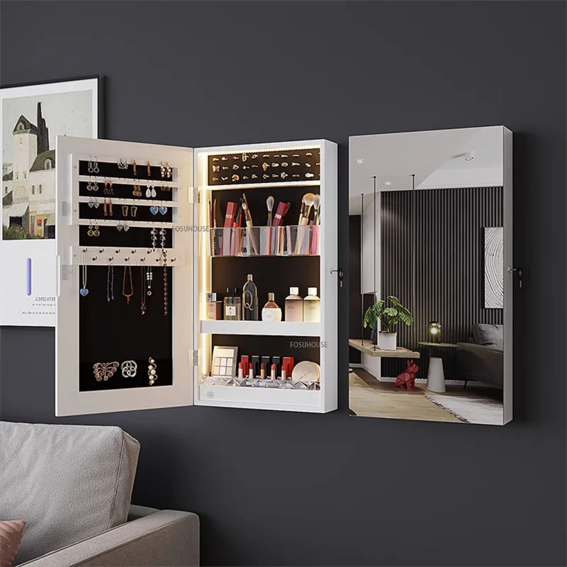 Wall-mounted-Cosmetic-Jewelry-Storage-Mirror-Cabinet-Modern-Home ...