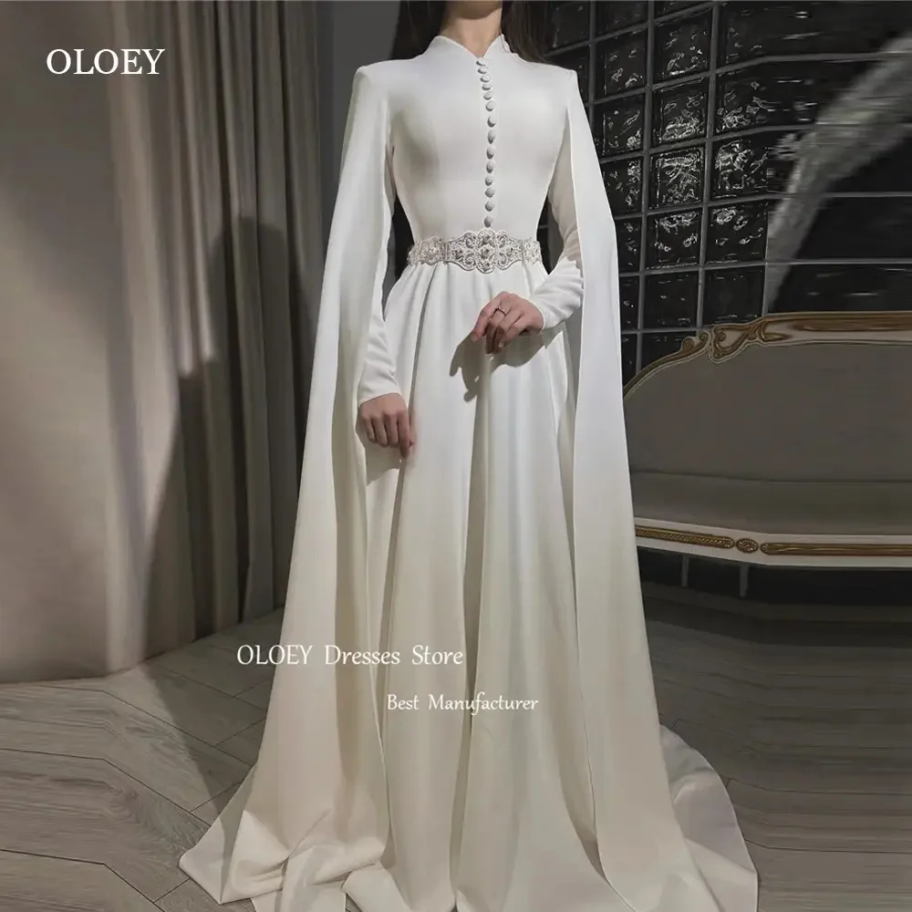 OLOEY Elegant Wedding Dresses With Jacket For Women Bride High Neck ...