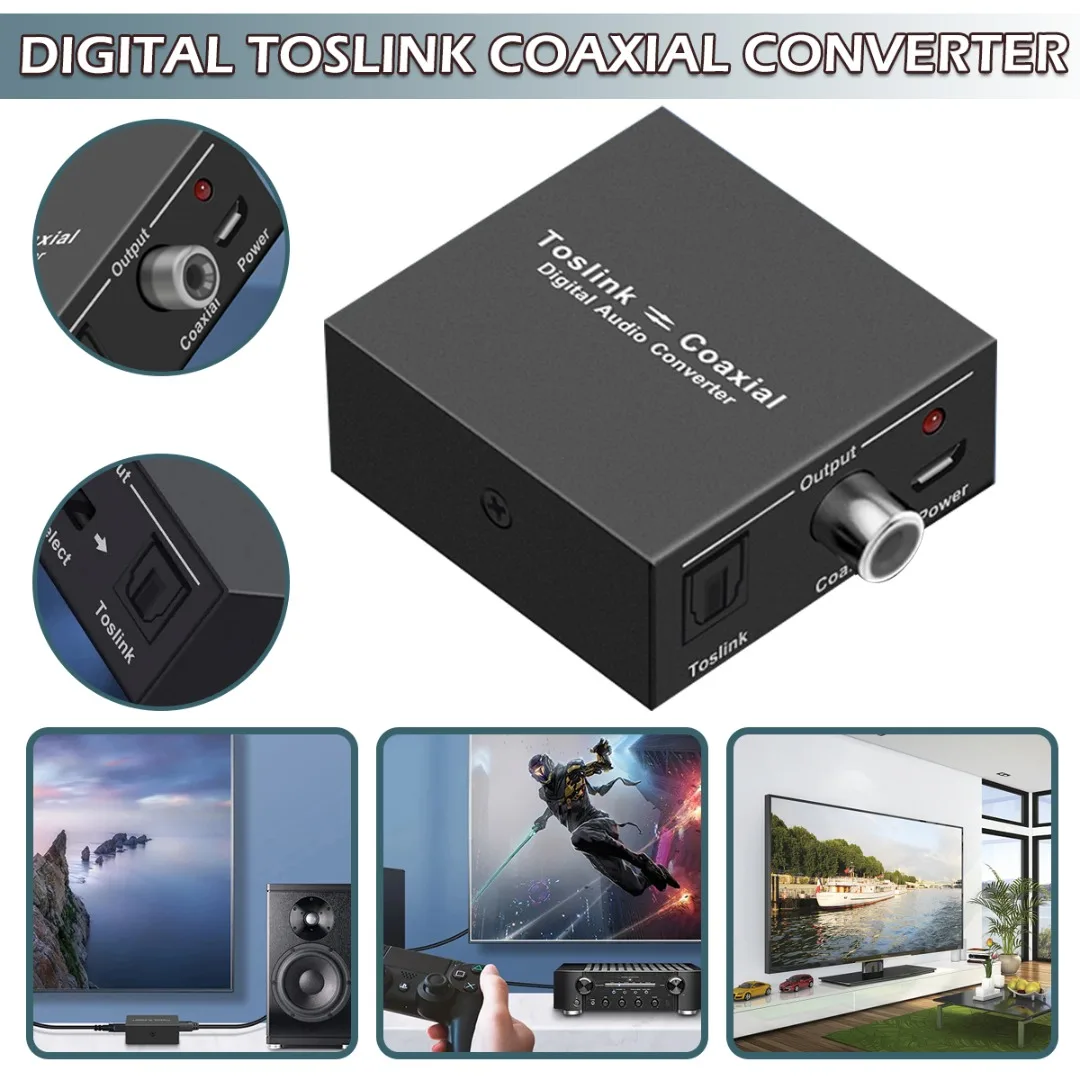 1pcs 2 way conversor de áudio digital amplificador digital toslink ...