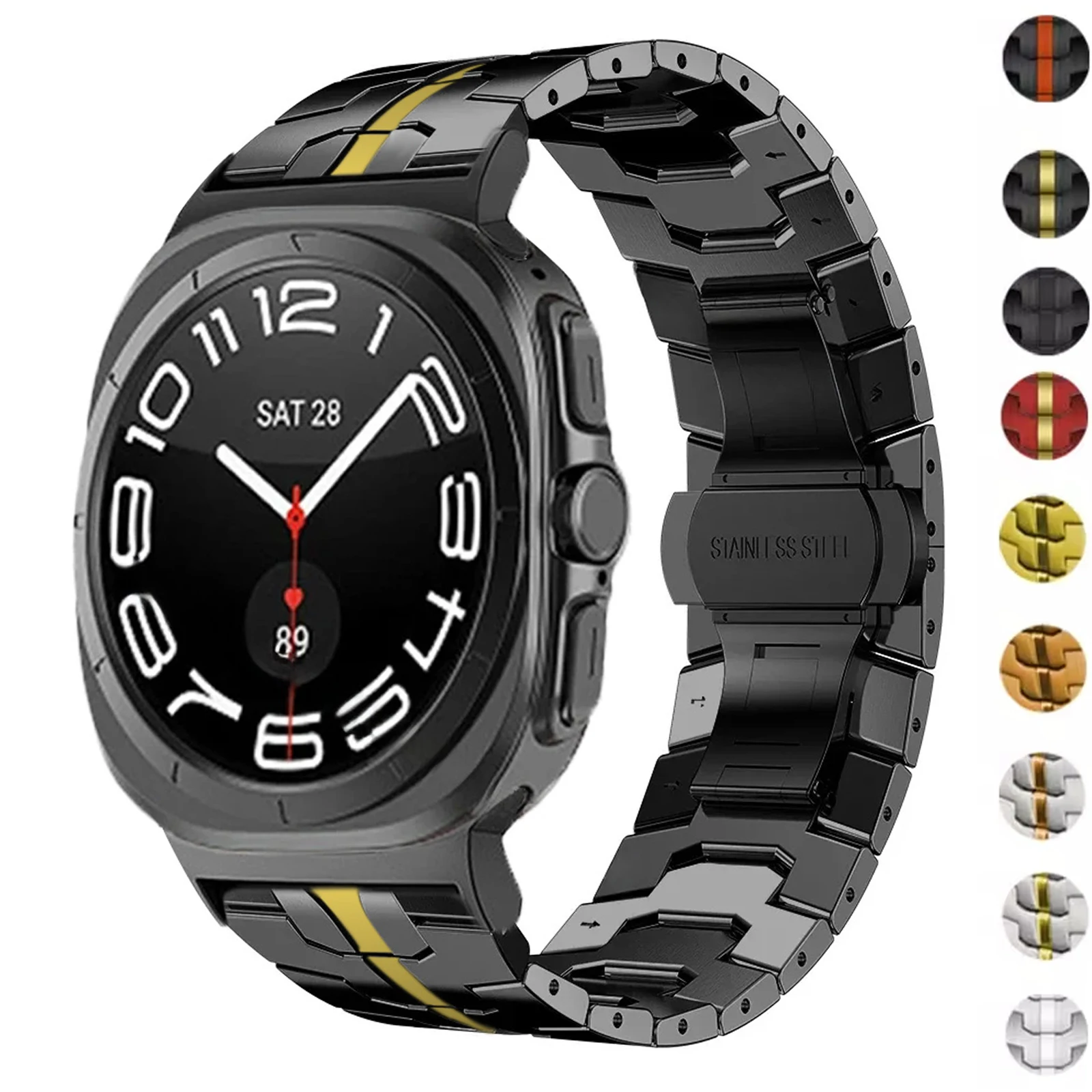 Titanium-Color-Strap-for-Samsung-Watch-7-Ultra-47mm-Stainless-Steel ...