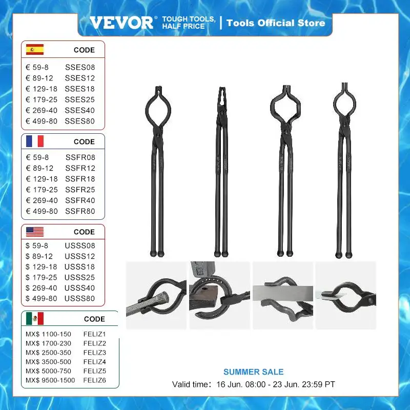 VEVOR-Blacksmith-Tongs-18-V-Bit-Bolt-Tongs-Wolf-Jaw-Tongs-Z-V-Bit-Tongs ...
