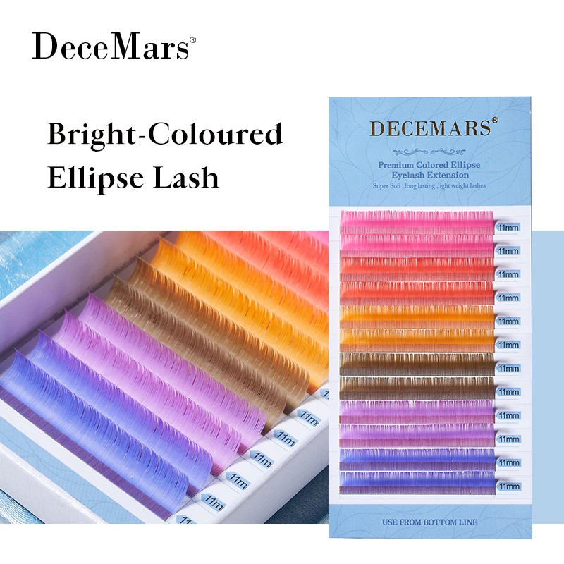 DeceMars-brilhante colorido cílios extensão, elipse, plana, misturar cores