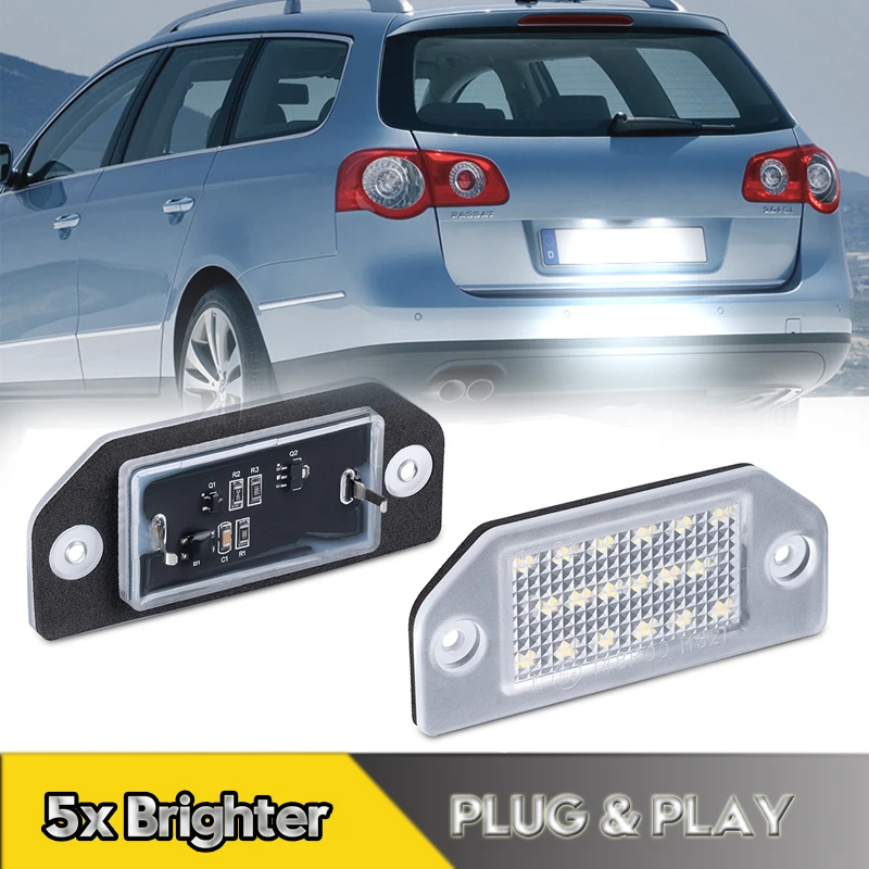 2Pcs-Canbus-LED-Number-License-Plate-Lights-Lamps-For-Volkswagen-VW ...