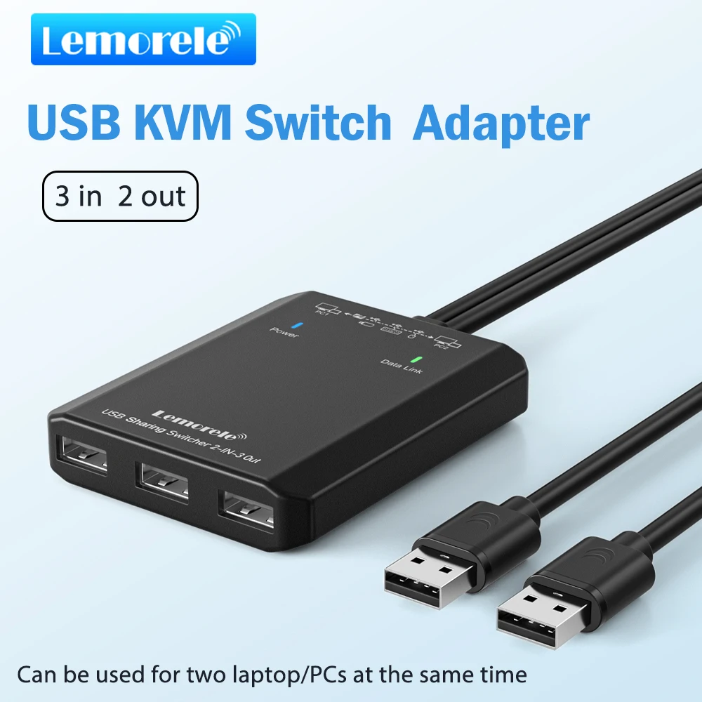 Lemorle-USB-KVM-Switch-Buttonless-USB-Switch-Use-two-PCs-together ...