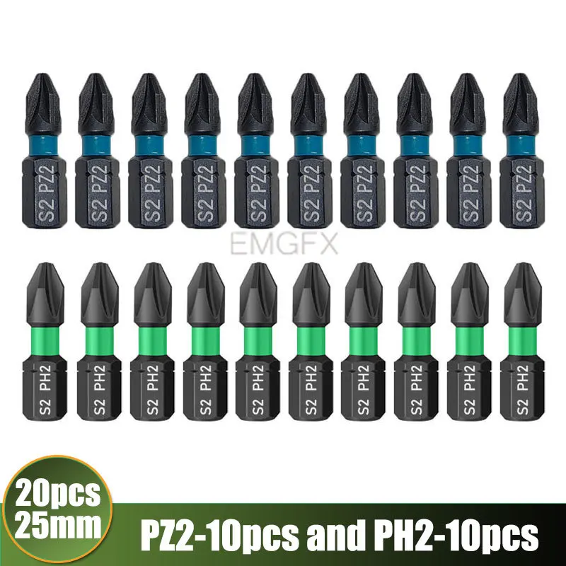 20Pcs-PH2-PZ2-S2-Alloy-Steel-Screwdriver-Bit-Sets-25mm-for-Drill-Impact ...