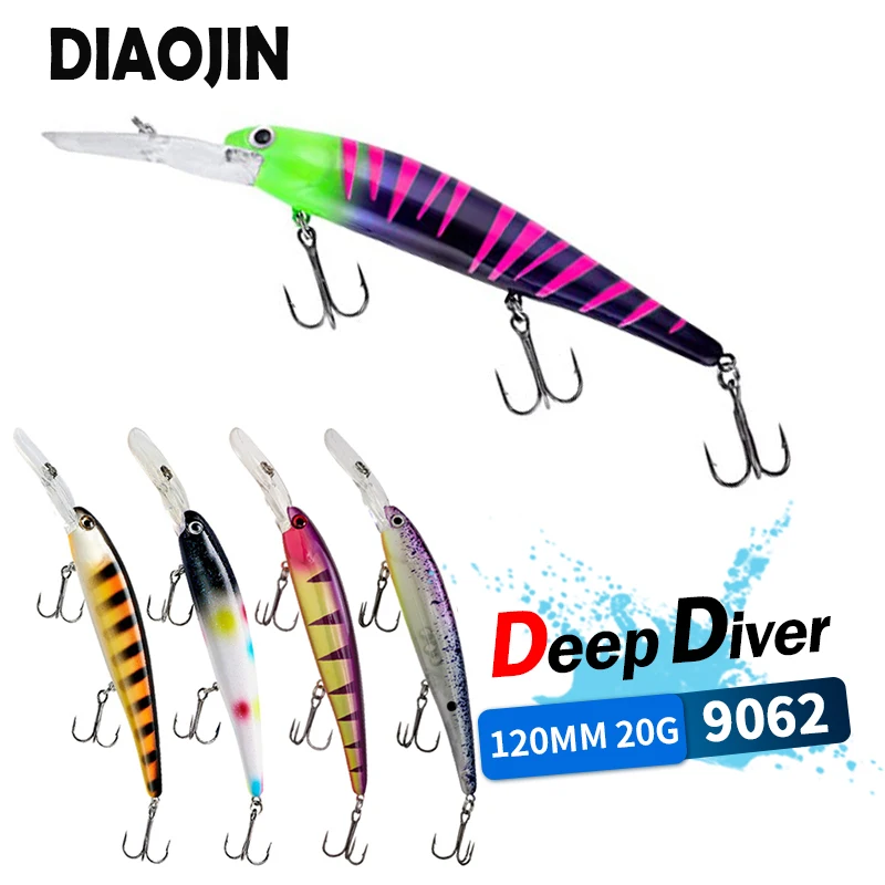Fishing Lures 120mm 20g Deep Diver Hard Plastic Pesca Saltwater Bandit ...