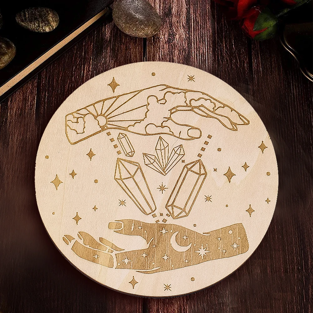 1PC-10cm-Laser-Engraved-Crystal-Wooden-Mat-Wooden-Crystal-Display-Mat ...