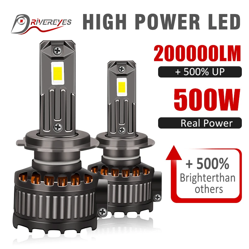 500W-200000LM-Turbo-H7-LED-Headlight-Bulbs-9005-HB3-LED-Lights-For ...