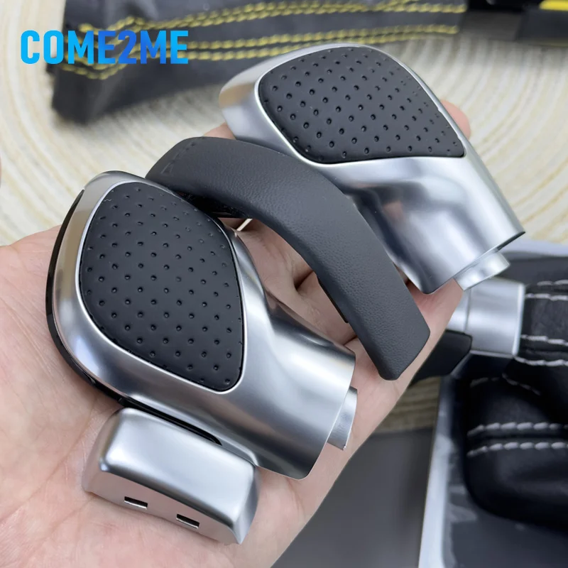 Chrome-Matt-With-Leather-Shift-Knob-Gear-Side-Cover-DSG-Emblem-For-VW ...