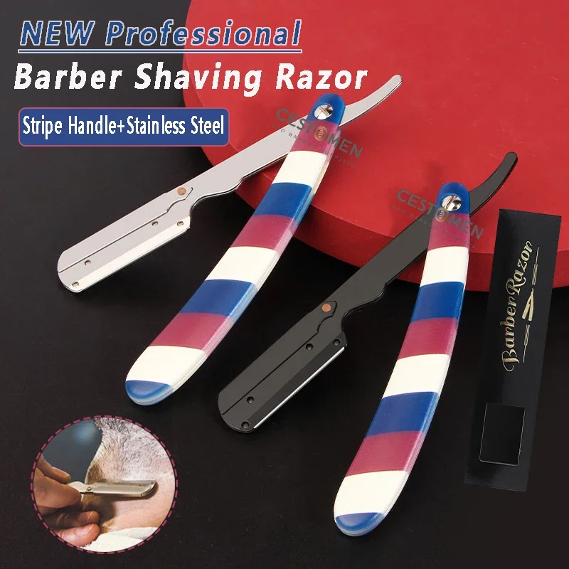 Newest-Men-s-Professional-Manual-Razors-Stripe-Handle-Barber-Hair ...