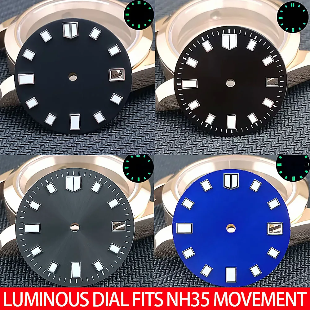 28-5MM-Diameter-Single-Calendar-Watch-Dial-green-Luminous-Dial-for-NH35 ...