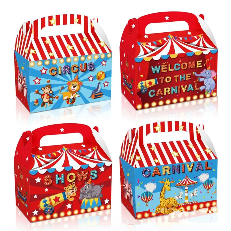 4/8/12/24Pcs Cute Cartoon Circus Theme Party DIY Candy Box For Kid ...