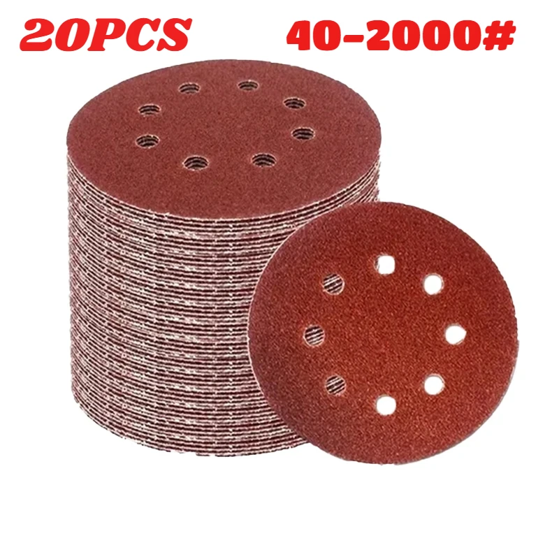 8 Holes 5Inch Circular Sandpaper Sheets Woodworking Metal Grinding Disc ...