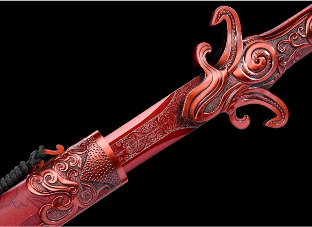 Red Steel Sword Battle Ready Katana Sword T10 Folded Clay Tempered