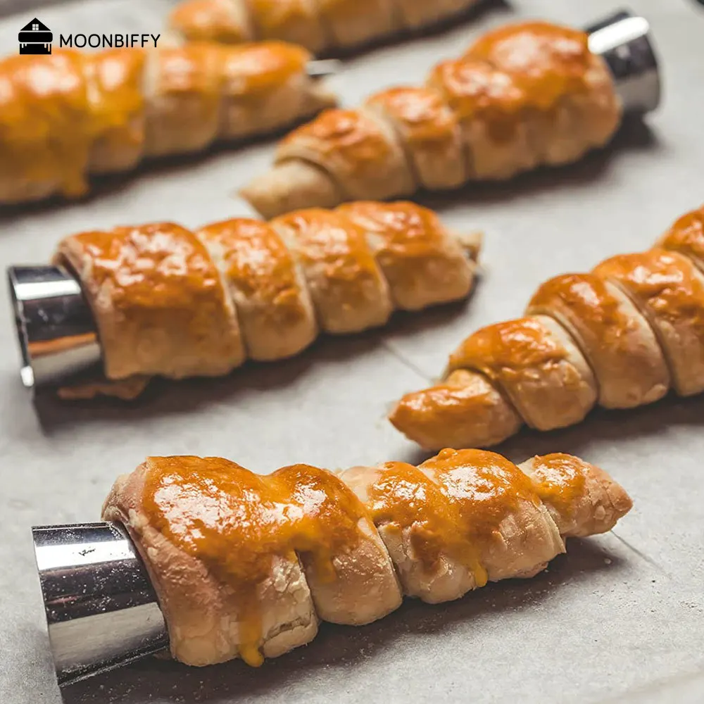5Pcs Conical Tube Cone Roll Moulds Spiral Croissants Molds Cream Horn ...