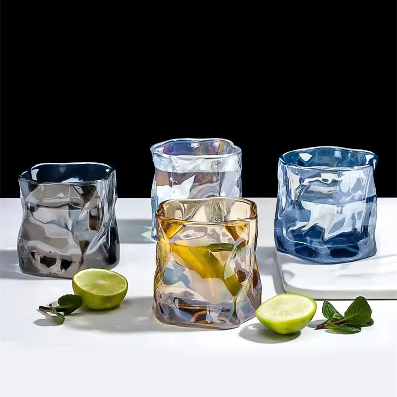 Copo de vidro transparente torcido decoração uísque cocktail cerveja ...