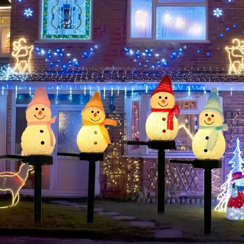 LED Snowman Solar Garden Light Outdoor Ground Stake Light Solar Powered ...