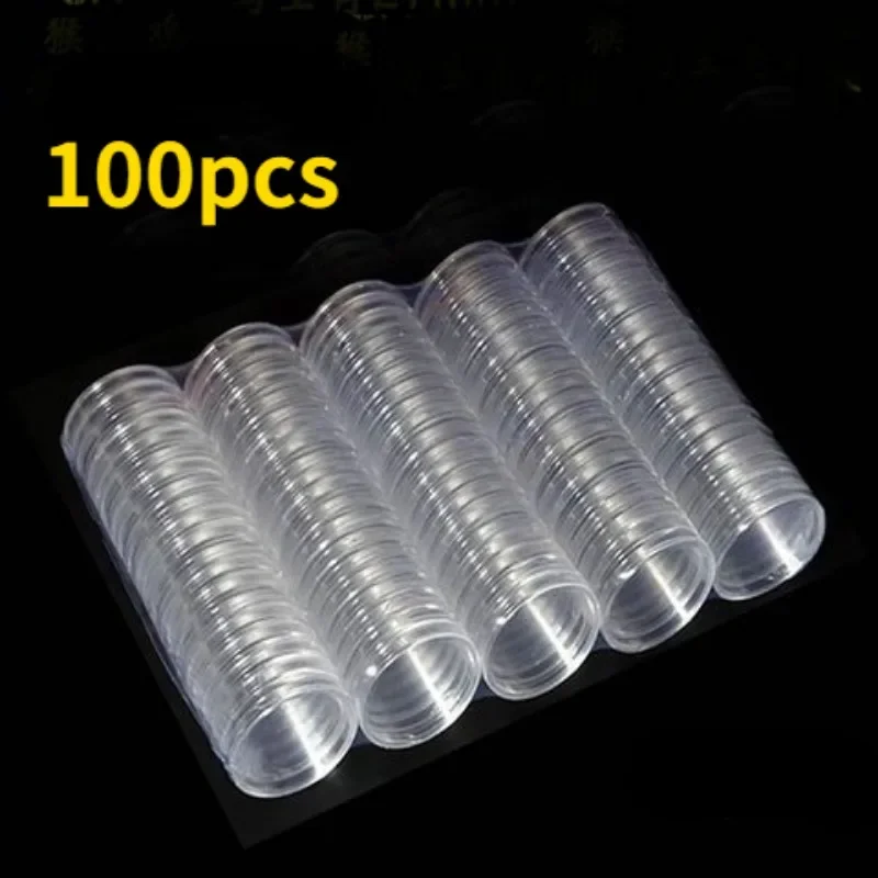 100pcs-Transparent-Plastic-Coin-Holder-Coin-Collecting-Box-Case-for ...