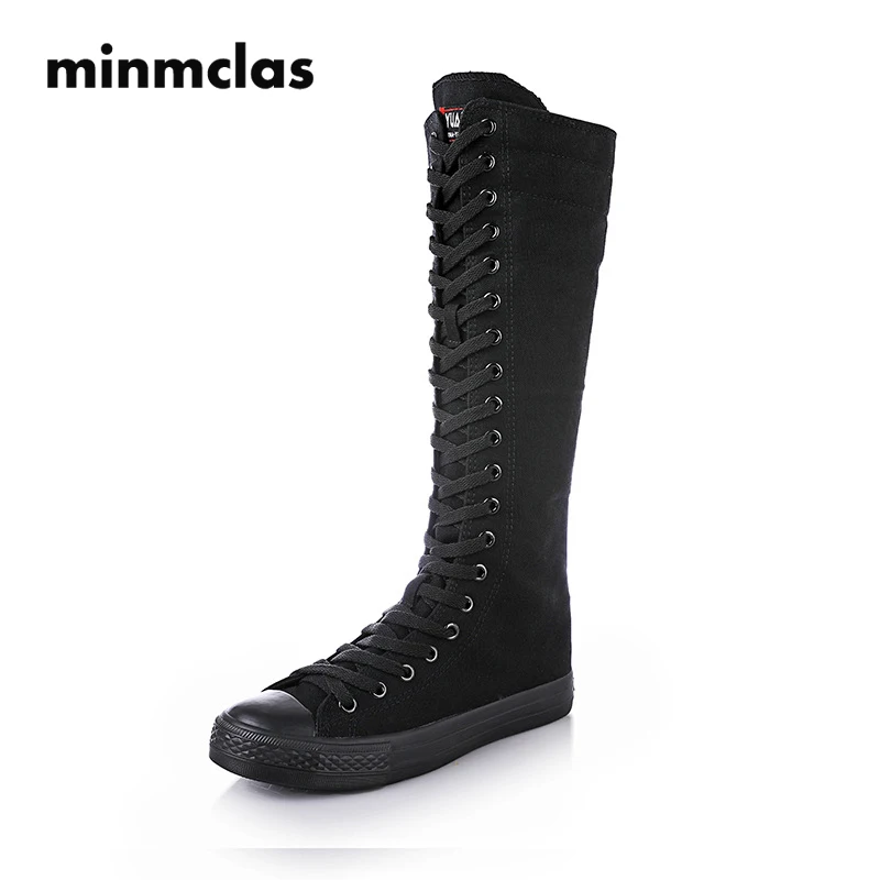 2023-Tall-Sneakers-Women-Shoes-Canvas-Casual-High-Top-Shoes-Long-Boots ...