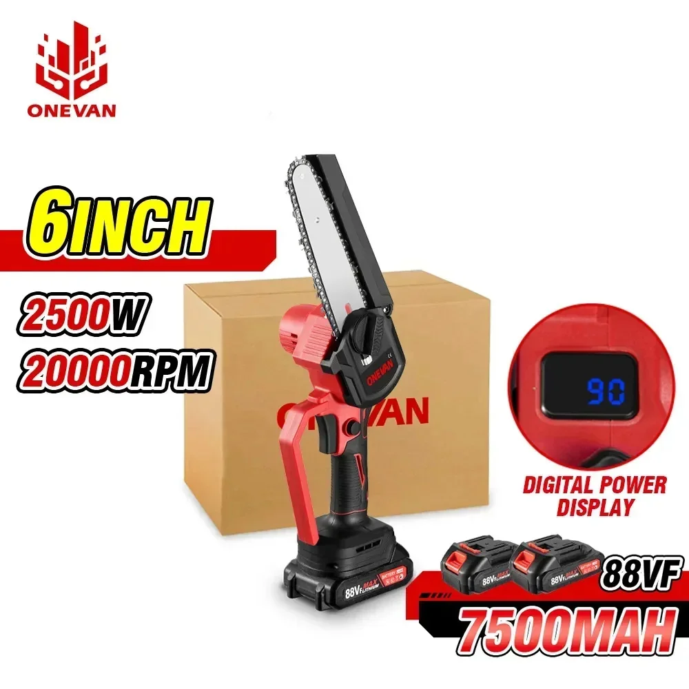 ONEVAN-6Inch-Electric-Chainsaw-Digital-Display-Cordless-Rechargeable ...