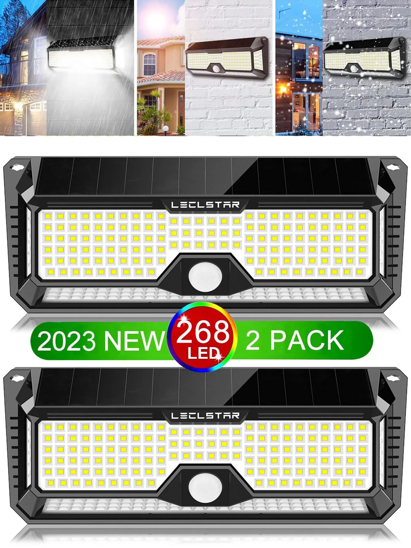 3 Lighting Modes Solar Power Lights Outdoor 268 LED Reflector Motion ...