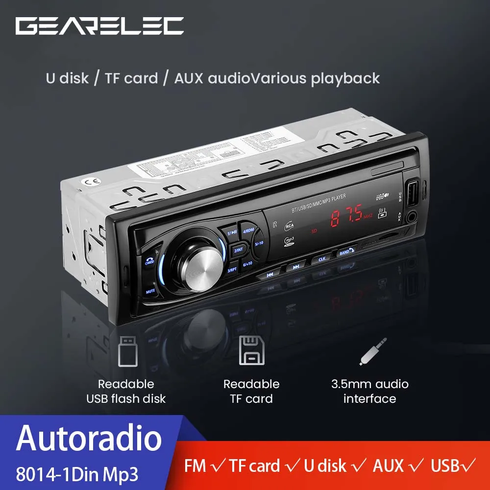 1 Din Car Radio Stereo FM Aux Input Receiver SD TF USB 12V In dash ...